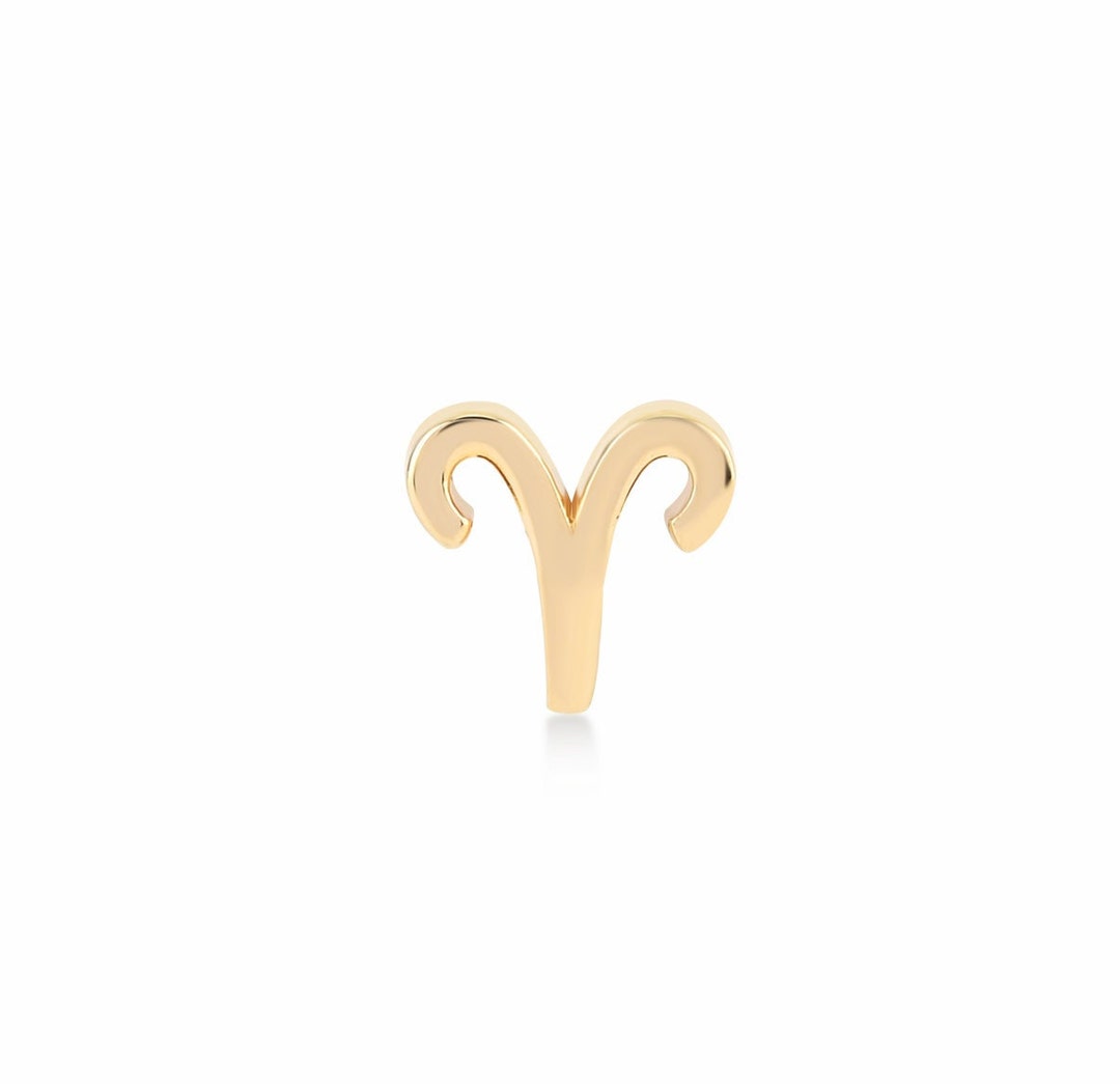 14K Solid Gold Aries Zodiac Piercing - Handmade Astrology Jewelry - Etsy