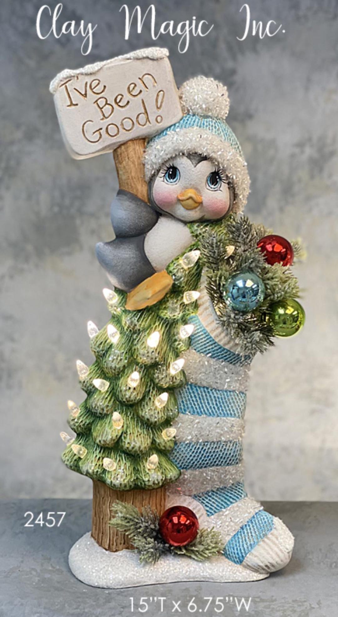 NEW ARRIVAL 2457 Penguin Tree Climber “i’ve Been Good” 15”T- Paint Your ...