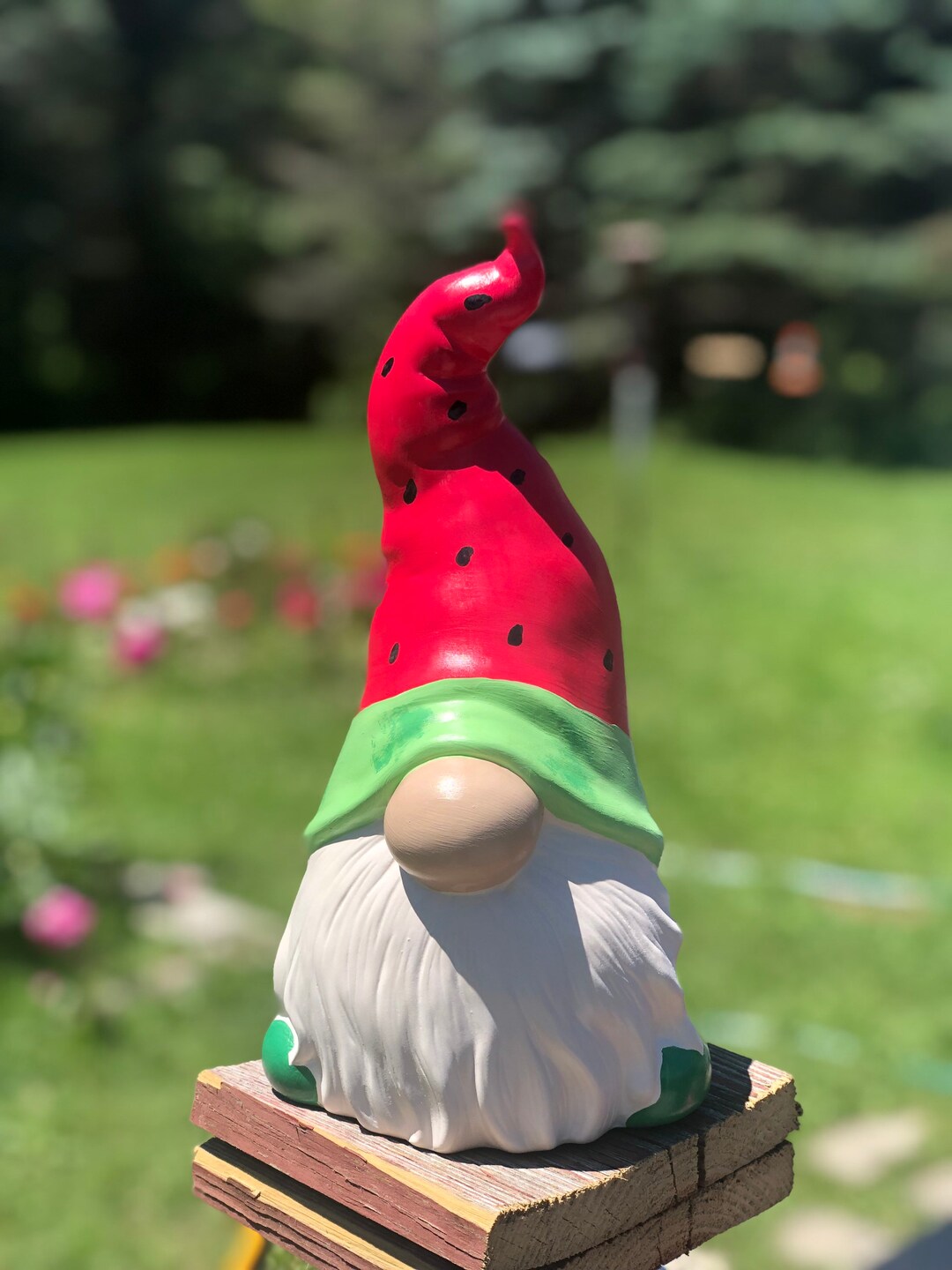10” Watermelon Modern Gnome, Garden Gnome, Custom Gnome, Outdoor or ...