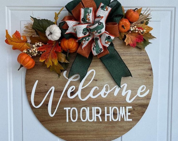 Fall Welcome Sign, Door Sign, Fall Porch Decor, Wood Sign, Fall Leaves ...