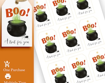 Printable Halloween Tags, Boo Gift Tag, Treat Tag, Goodie Bag Tag ...