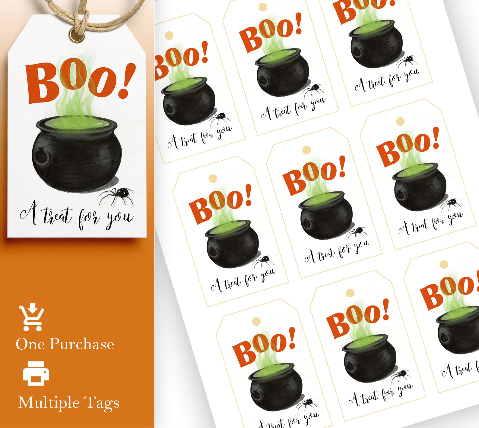 Printable Halloween Tags, Boo Gift Tag, Treat Tag, Goodie Bag Tag ...