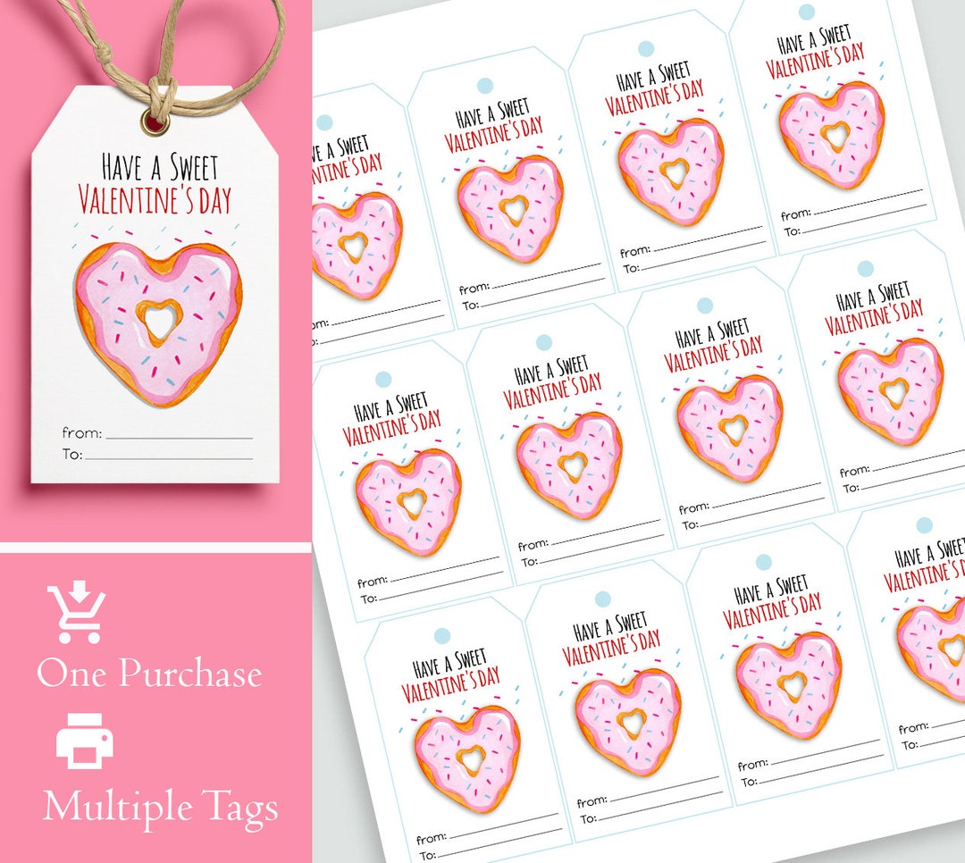 Valentine's Tag Donuts. - Etsy