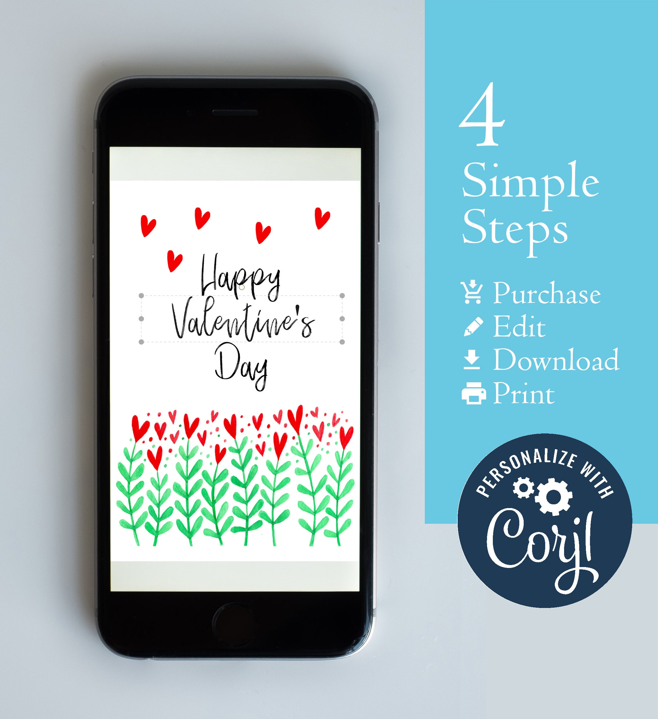 Valentine's Printable Card. Editable. Instant Download Valentine's Card ...