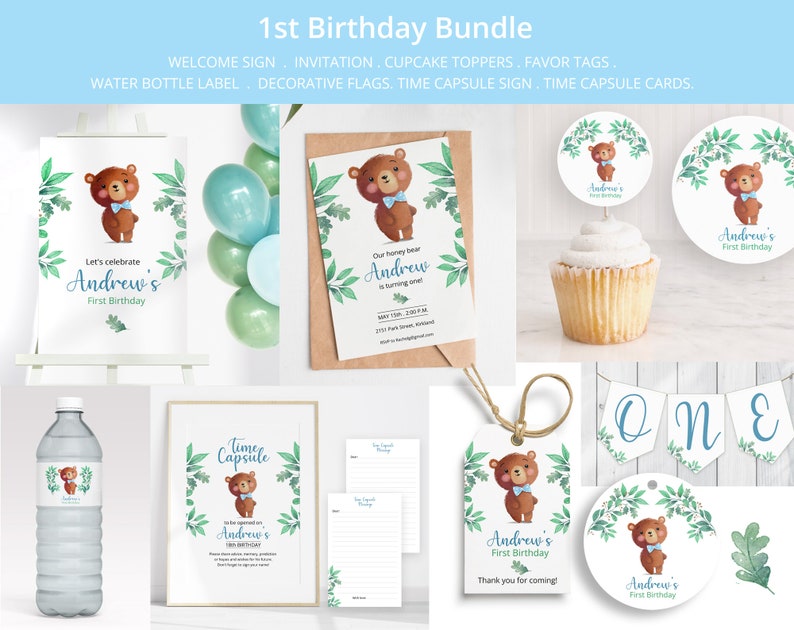 Birthday Bundle Teddy Bear. Printable Birthday Bundle - Etsy