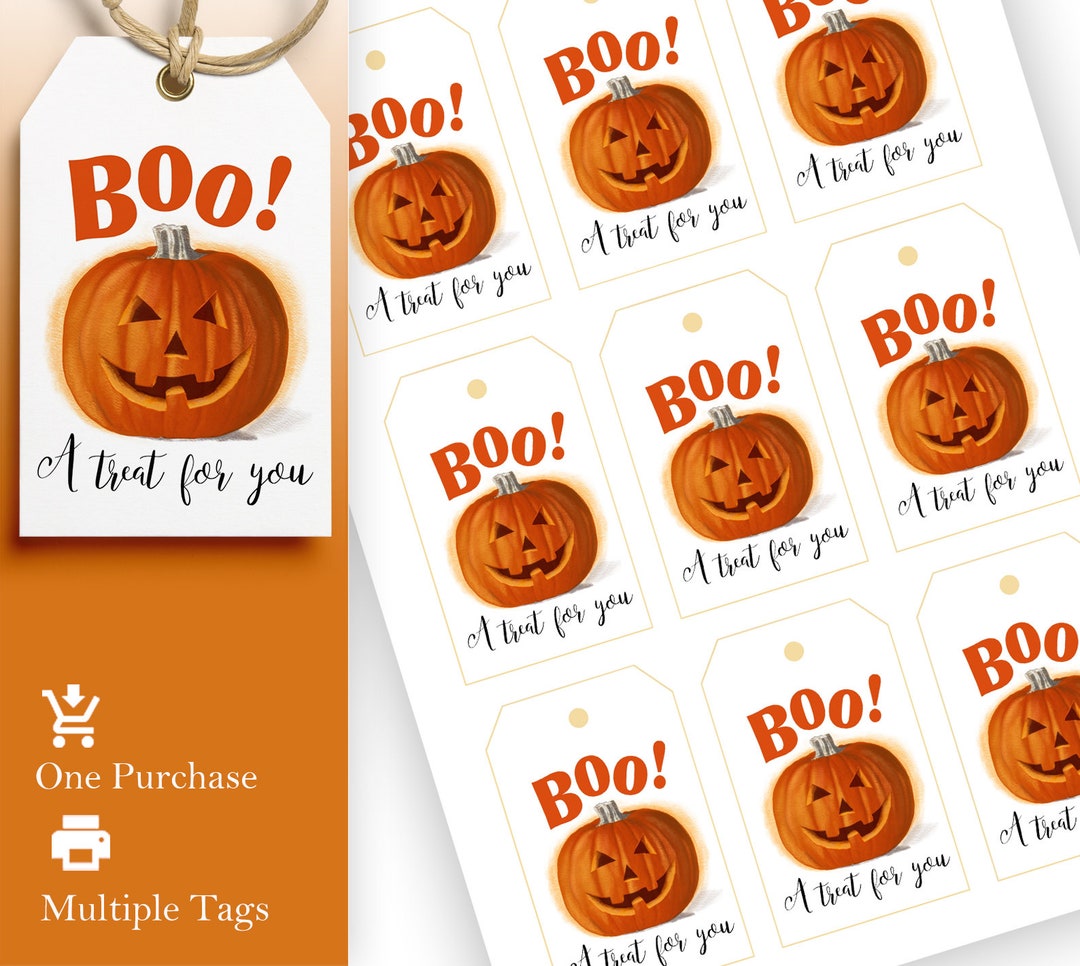 Printable Halloween Tags, Boo Gift Tag, Treat Tag, Goodie Bag Tag ...