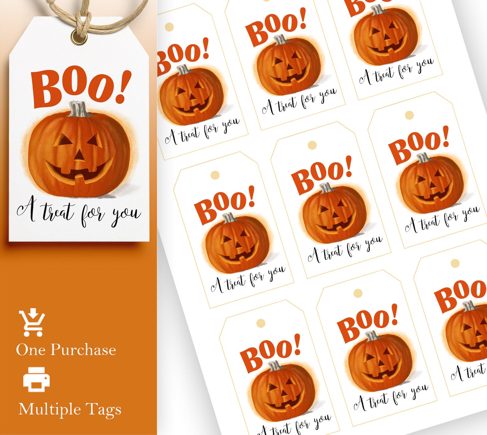 Printable Halloween Tags, Boo Gift Tag, Treat Tag, Goodie Bag Tag ...