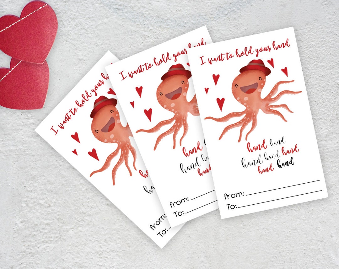 Valentine Octopus Tag | Customizable Gift Tag (digital Download) - Etsy