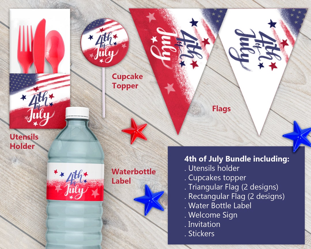 4th of July Printable Bundle. Printable, Editable Independence Day ...
