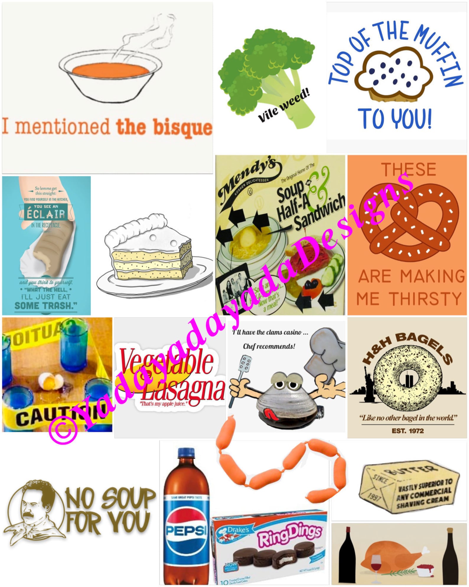 Seinfeld Food References Poster. "a Perfectly Sane Poster to Buy." - Etsy