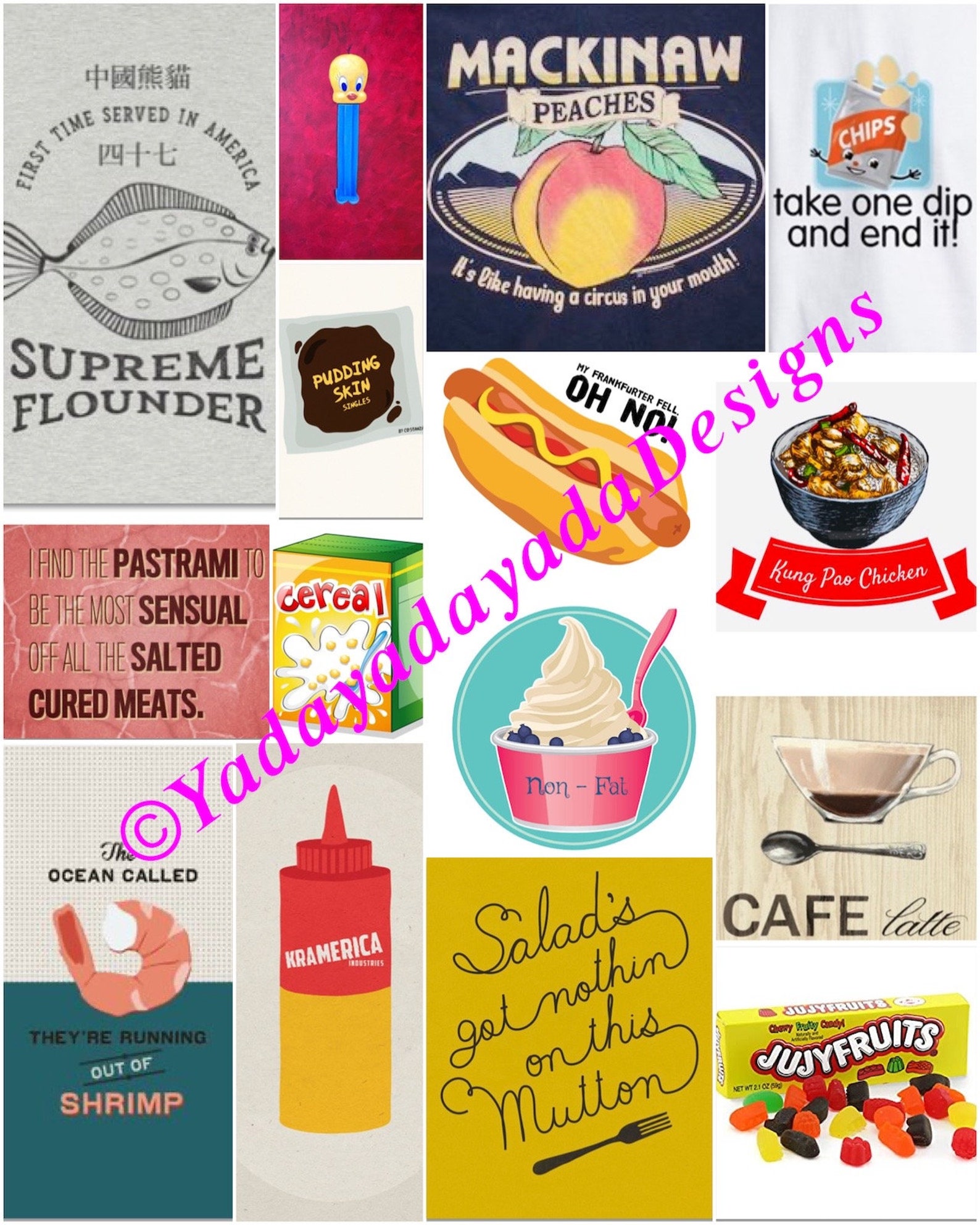 Seinfeld Food References Poster. a Perfectly Sane Poster to Buy. - Etsy