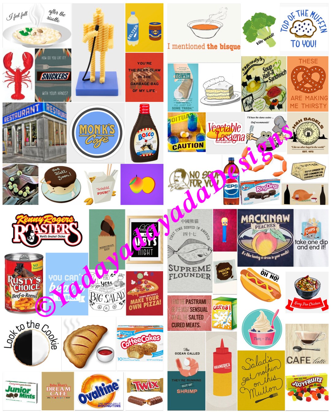 Seinfeld Food References Poster. "a Perfectly Sane Poster to Buy." - Etsy