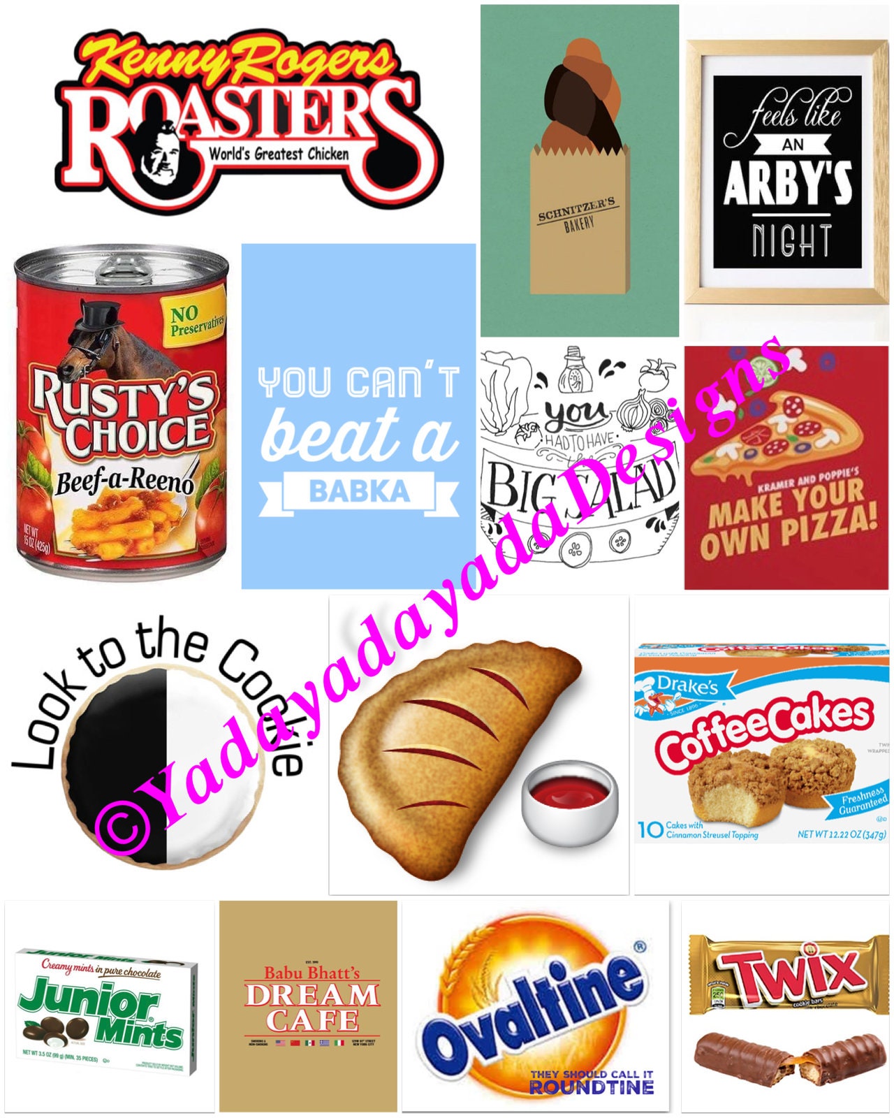 Seinfeld Food References Poster. "a Perfectly Sane Poster to Buy." - Etsy