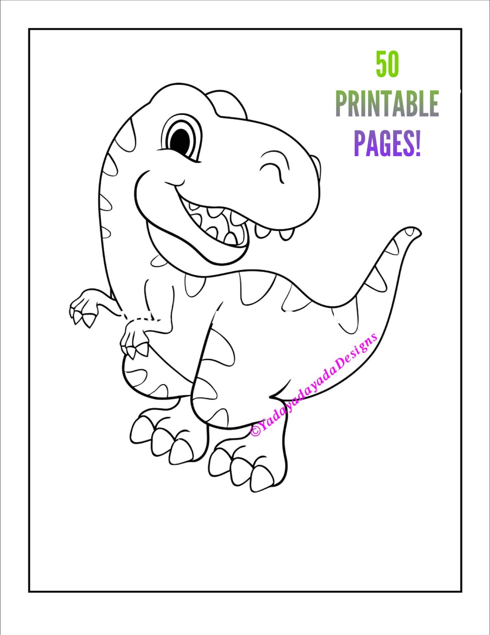 Dinosaur Coloring Pages for Kids - 50 Pages PDF Printable Instant ...