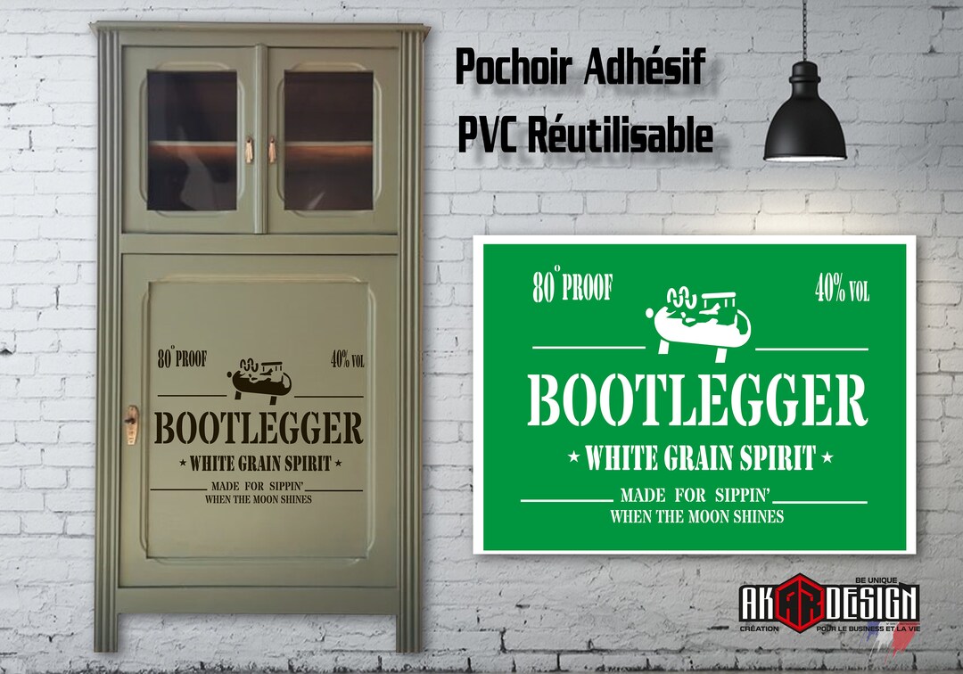 BOOTLEGGER /reusable PVC Adhesive Stencil/vintage/vintage Furniture ...