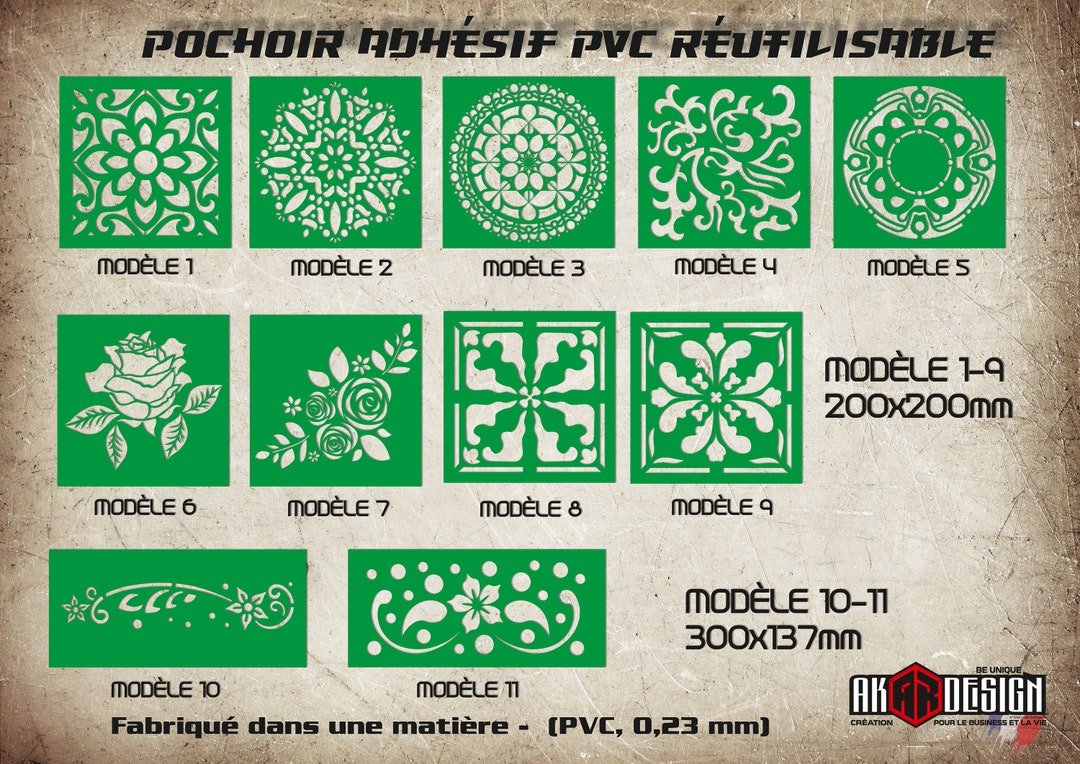 Reusable PVC Adhesive Stencil - Etsy