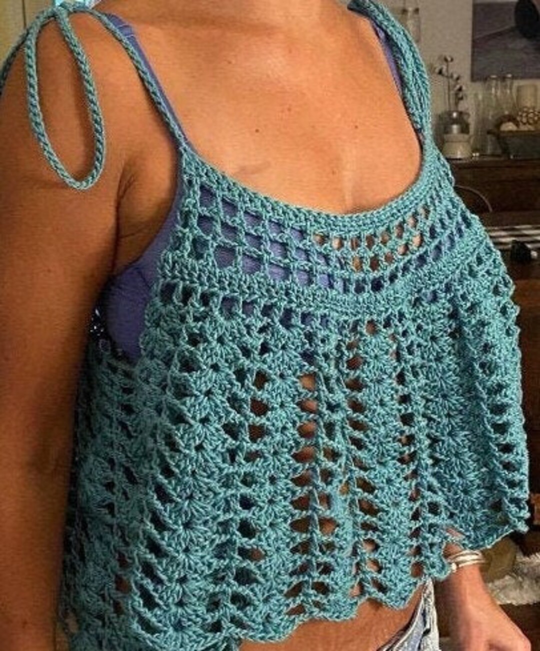 Ladies Crochet Tank Top - Made to Order- Cropped Tank - Lacy Tank Top ...