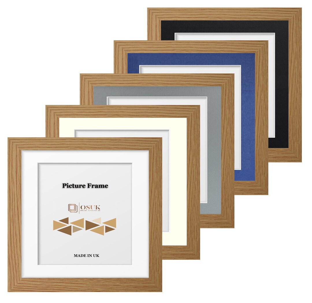 Oak Square Photo Frame With Mounts - Oak Wooden Effect Square Picture ...