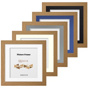 Oak Square Photo Frame With Mounts - Oak Wooden Effect Square Picture ...