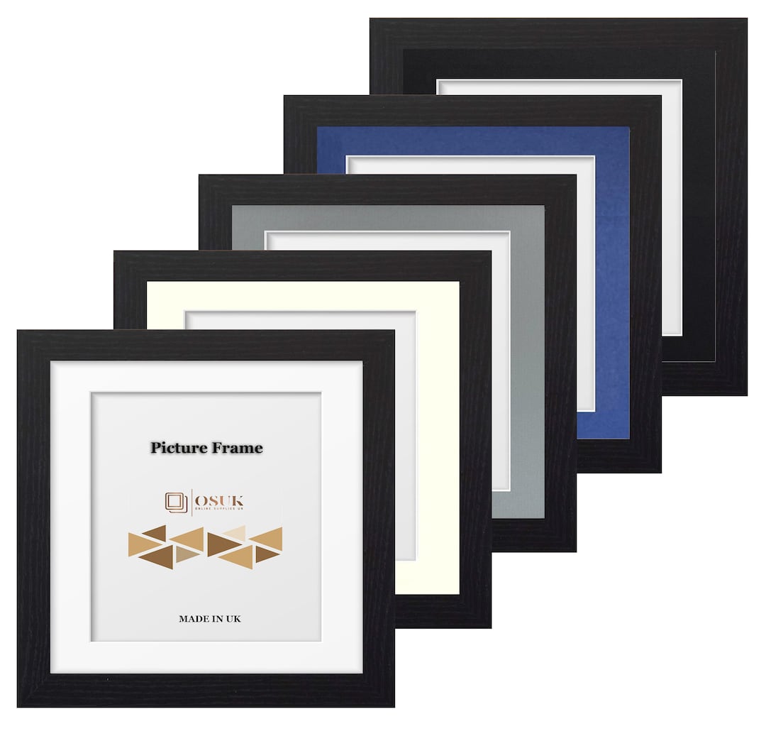 Black Square Photo Frame With Mounts - Black Wooden Effect Square ...