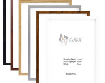 A1 A2 A3 A4 A5 A6 Picture Photo Frames, Flat Wooden Effect Art Poster Black White Grey Silver ...