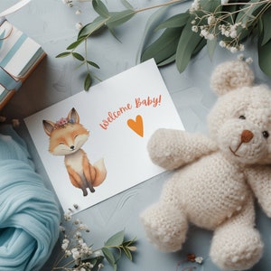 Floral Fox Clipart PNG Bundle, Card Making Watercolor Forest Animal ...
