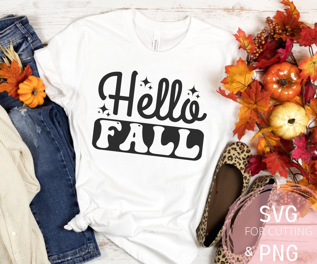 Hello Fall SVG & PNG Files, Autumn Door Sign Svg, Hello Fall Script SVG ...