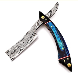 Custom Hand Made Damascus Steel Straight Folding Razor With Shaving ...