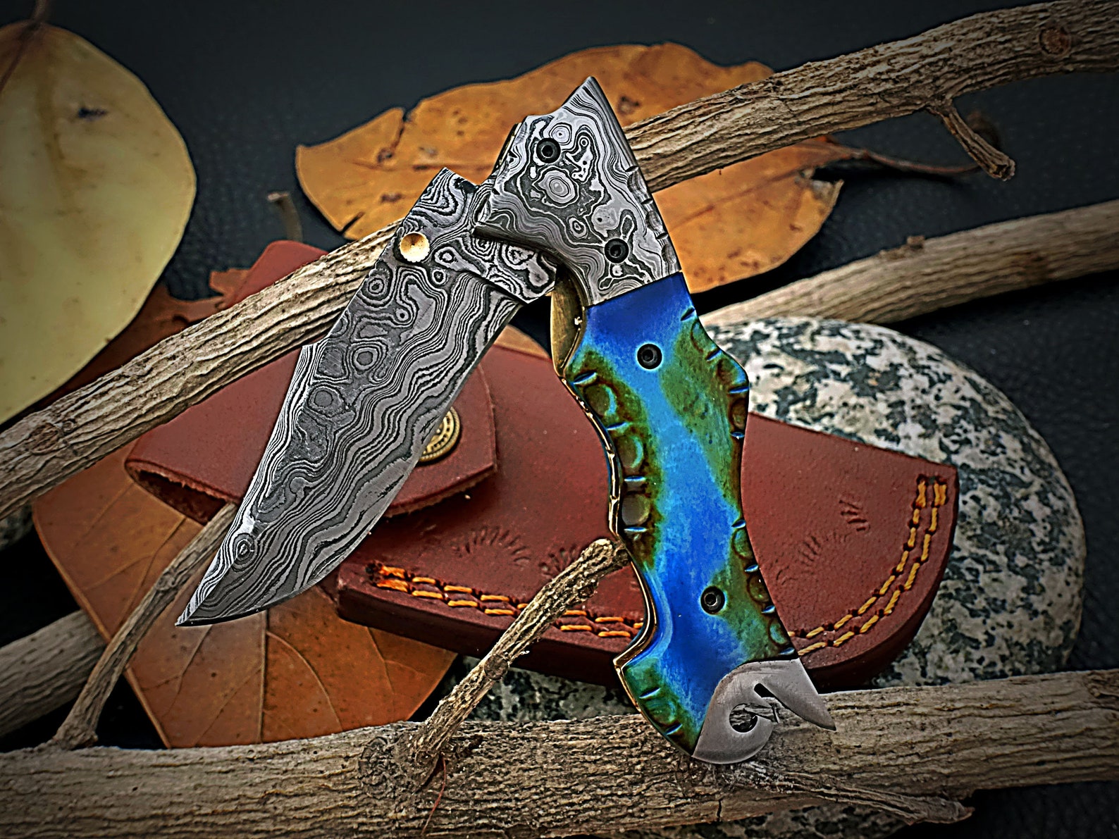 Custom Hand Made Damascus Steel Folding Knife FD-9 | Etsy