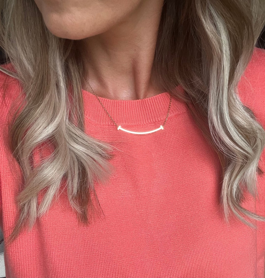 Necklace Chain Smiley Smile T Smile Minimalistic Stainless Steel 14 ...