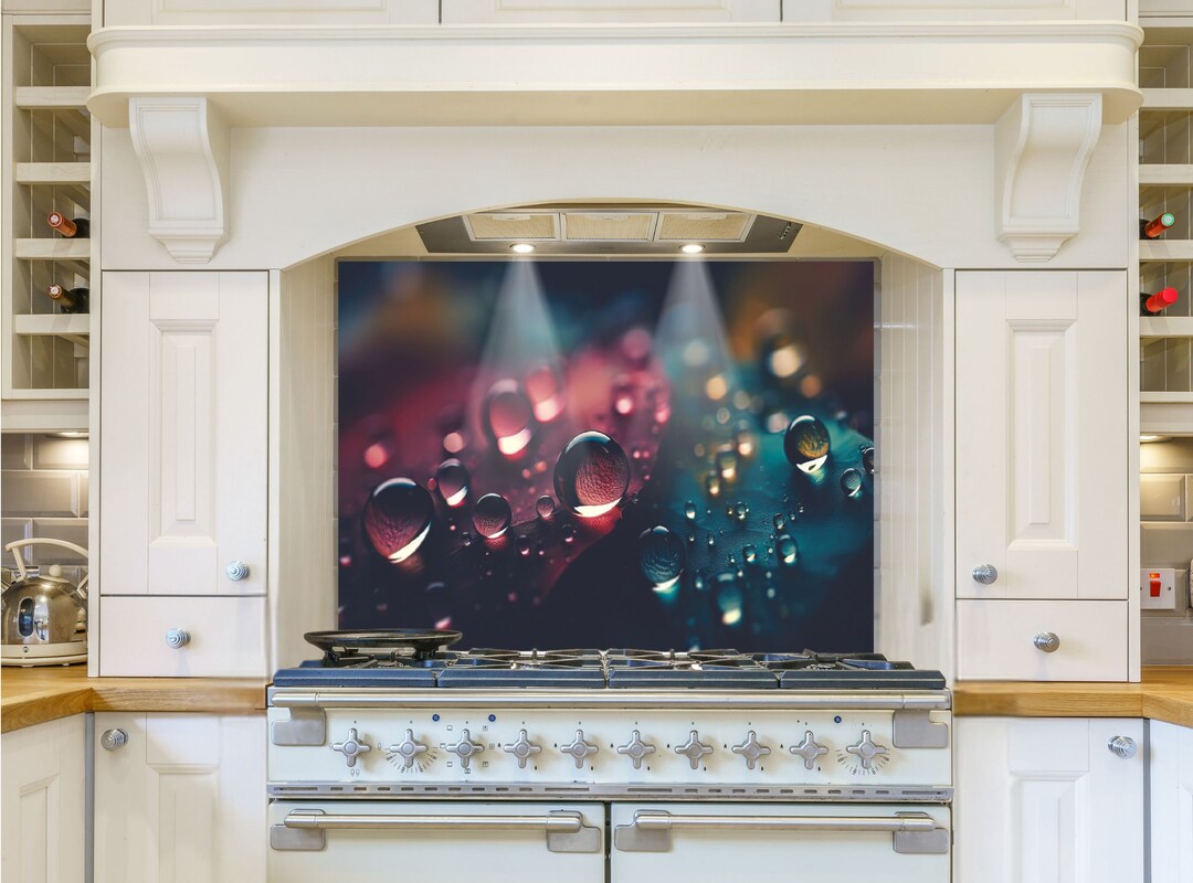 Water Drops 5/32 Kitchen Glass Backsplash, Tempered Glass Kitchen Decor ...