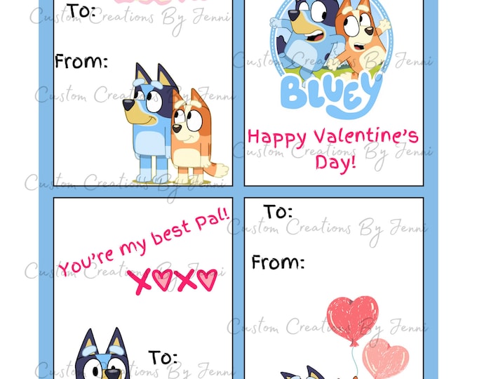 Bluey Valentines Printable Cards - Etsy