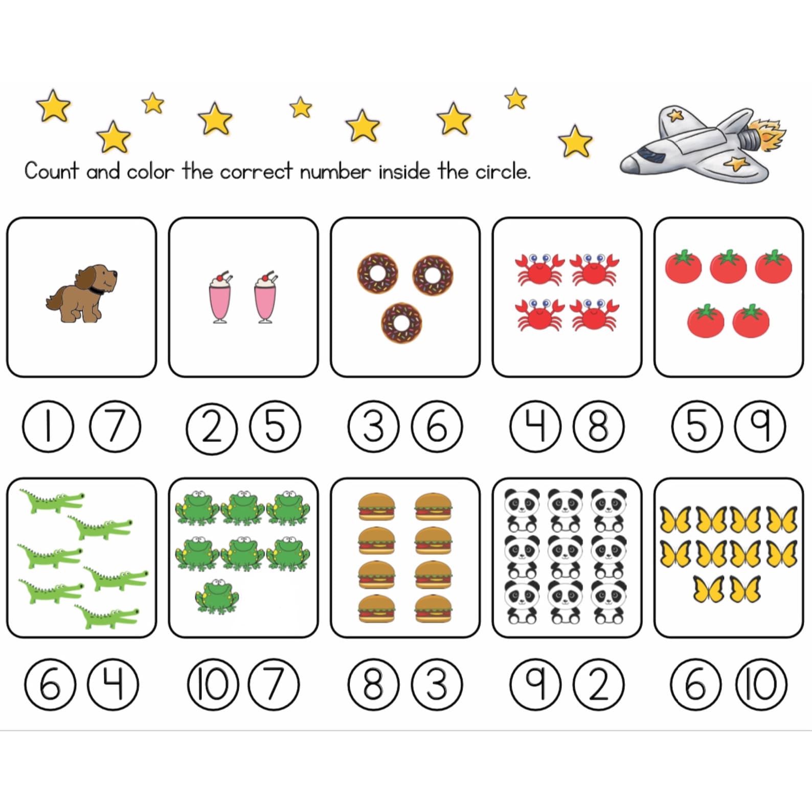 Count and Color Numbers 1-10 - Etsy