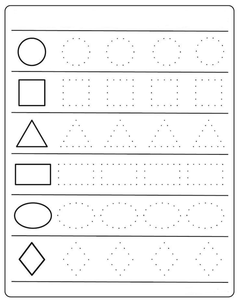 Shapes Tracing Sheet - Etsy