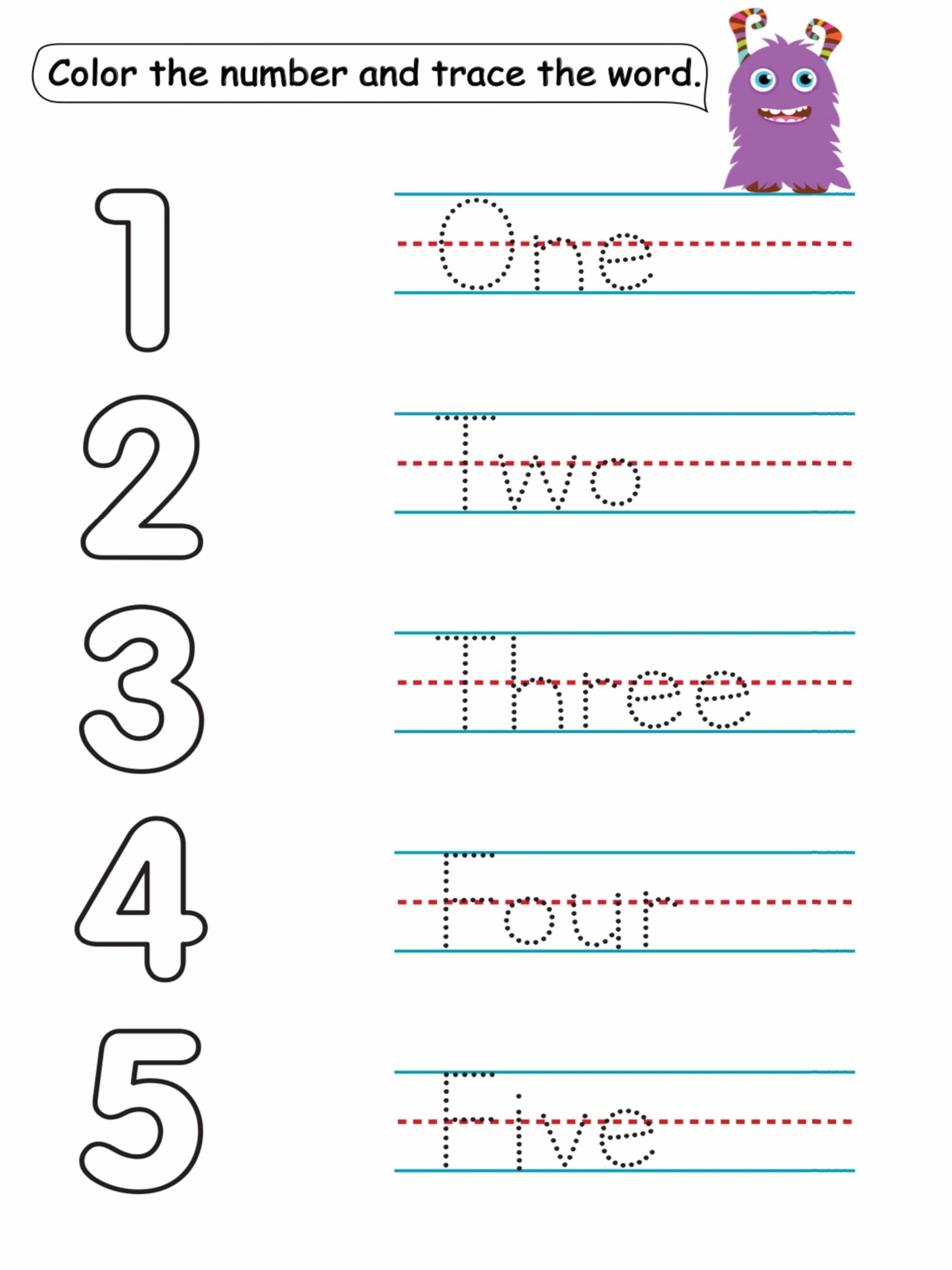 Trace and Color Numbers Worksheet - Etsy