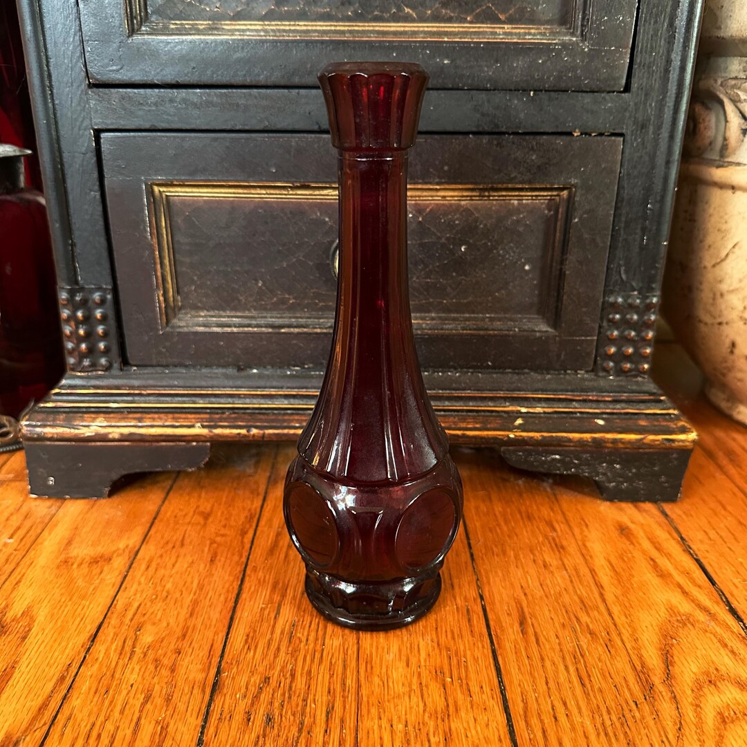Vintage Red Genie Bottle, Wheaton Ruby Red Bullseye Vase, Gothic Home ...