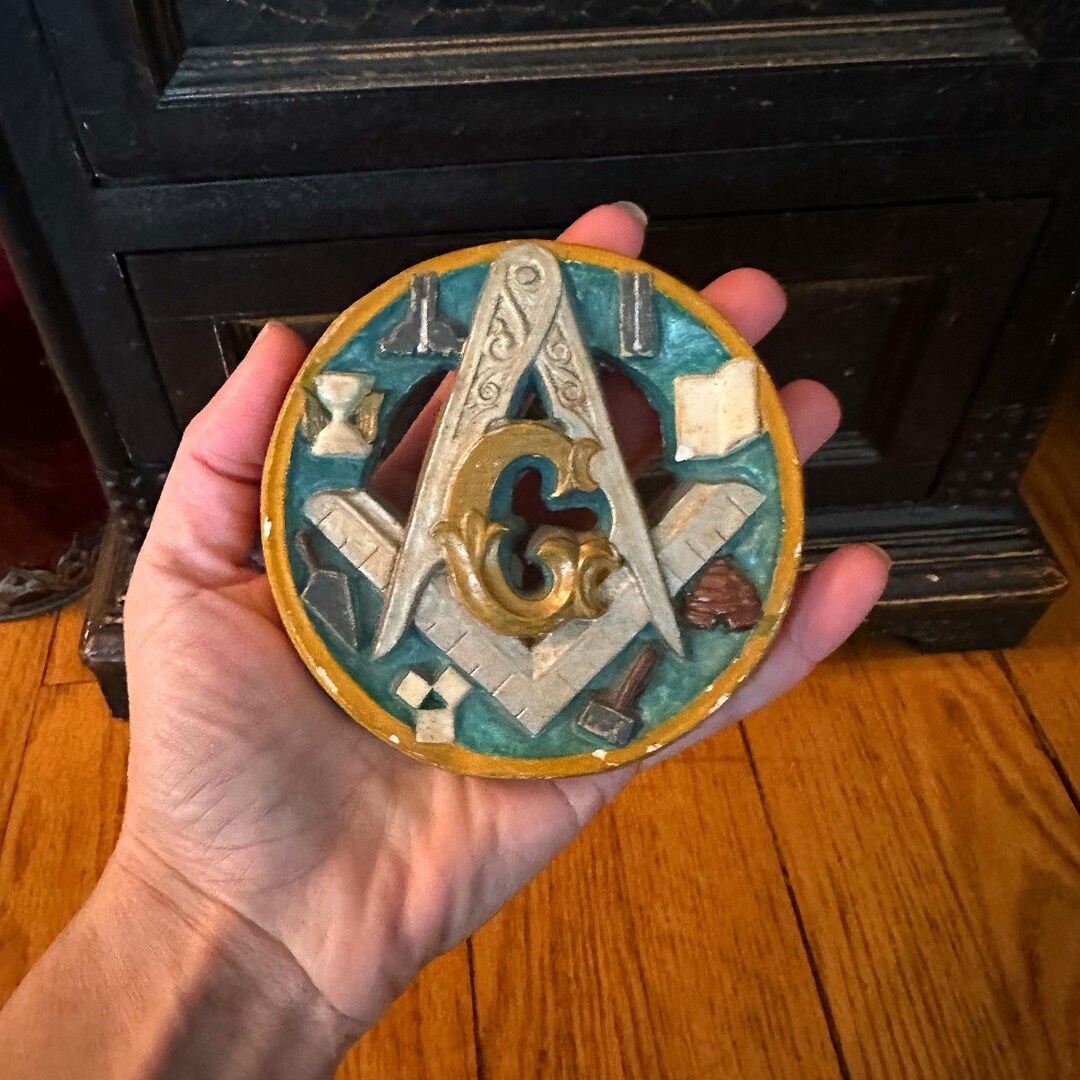 Vintage Masonic Plaque, 3D Relief Freemason Symbol, Collectable Wall ...