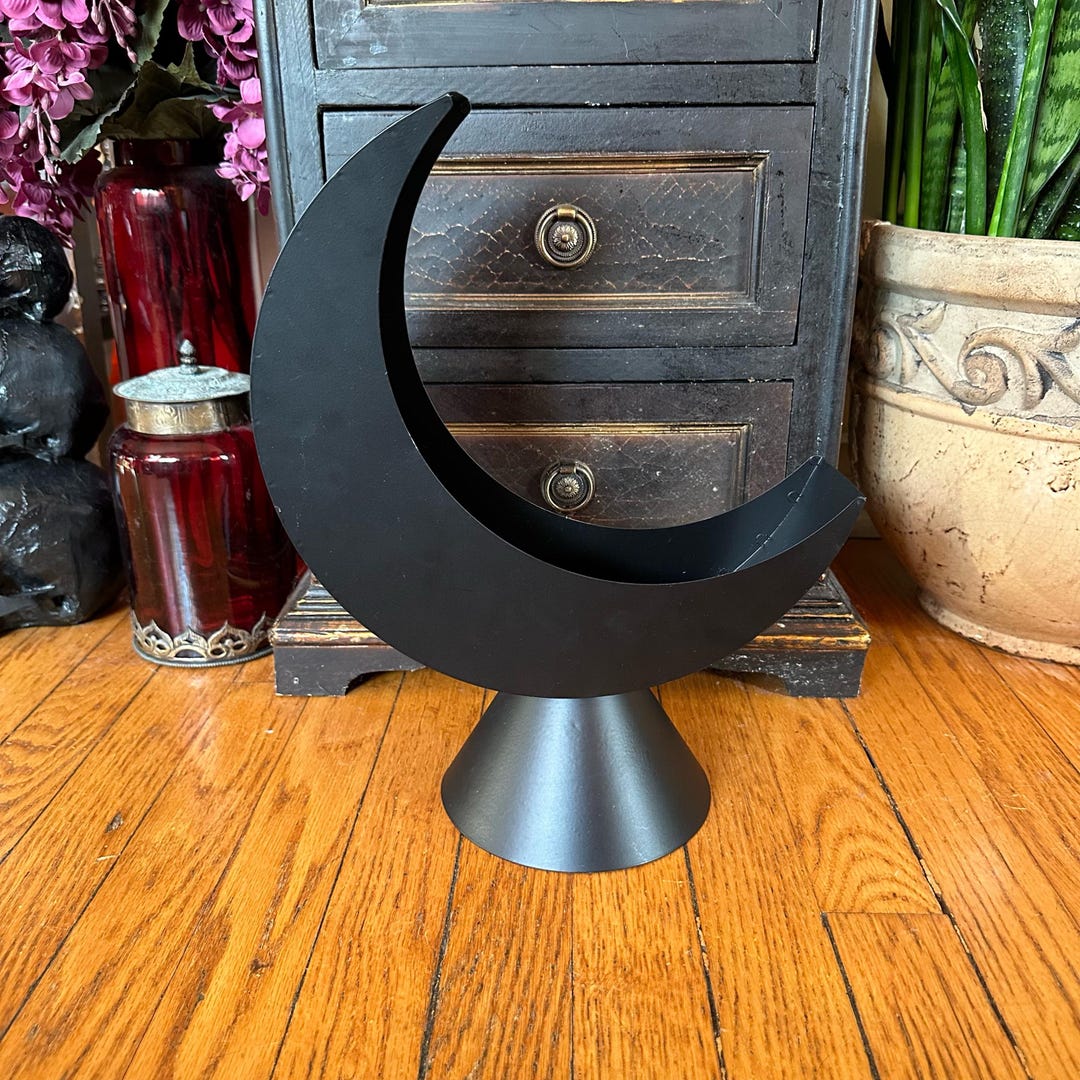 Moon Shaped Candle Holder, Metal Crescent Moon Stand, Witch Home Decor ...