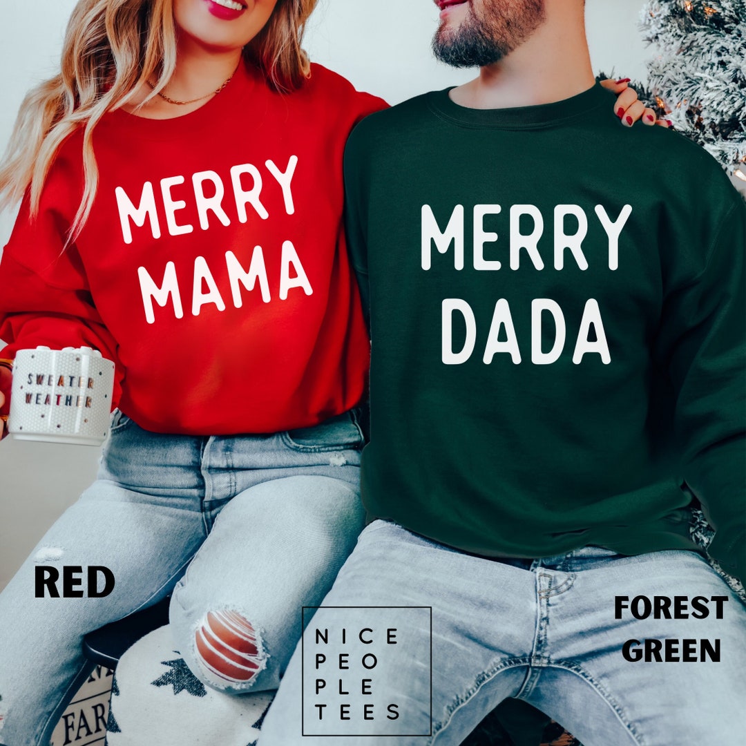 Merry Mama & Dada Christmas Sweatshirt Set: Matching Couple Shirts - Etsy
