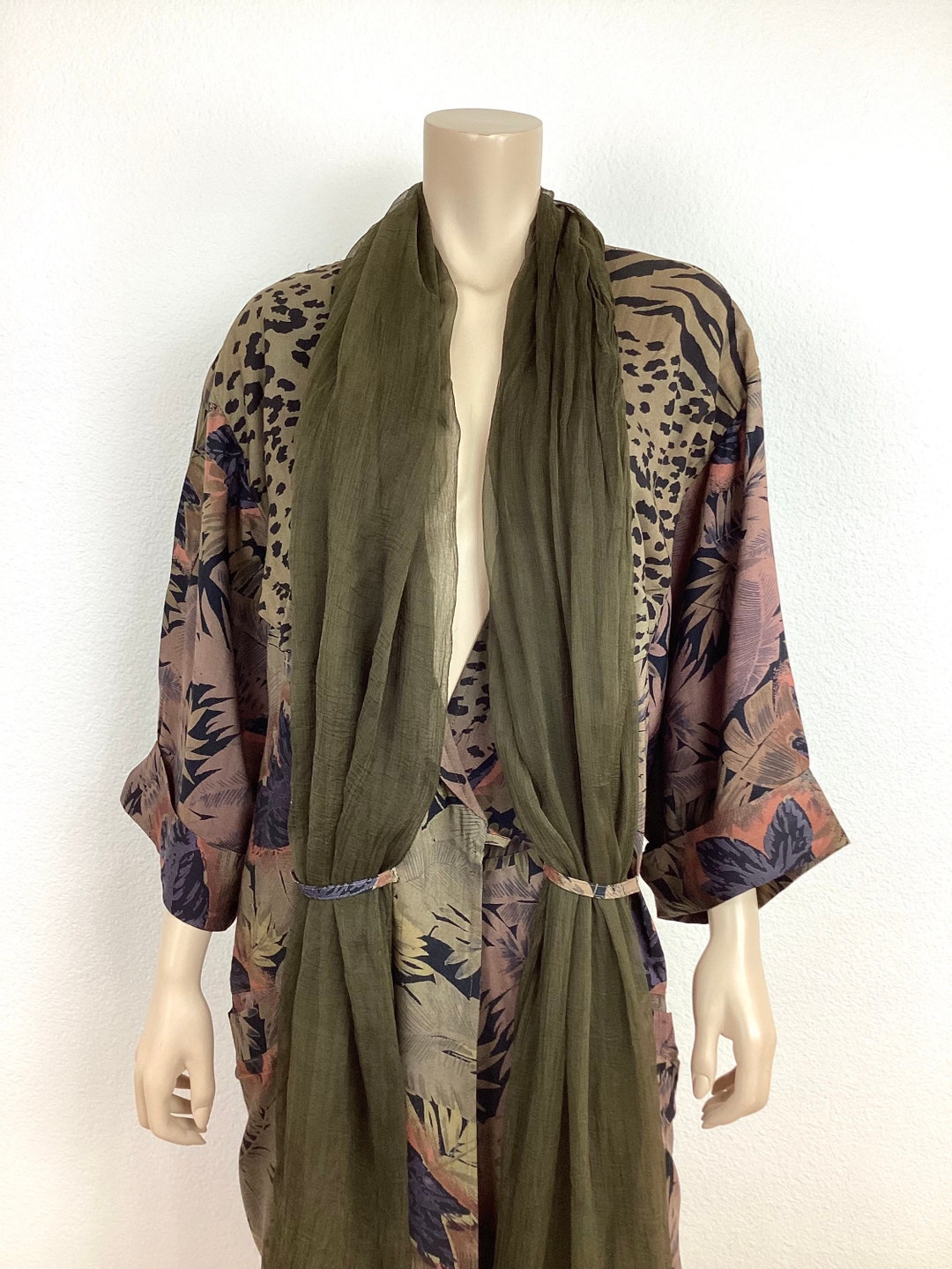 Vintage 1980s TROPICAL & LEOPARD Print Oversized Duster Coat Jacket - Etsy