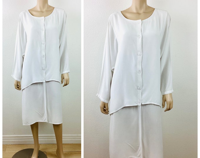 Vintage WHITE MOROCCO Laise Adzer / Tienda Ho Style Button Front Dress ...