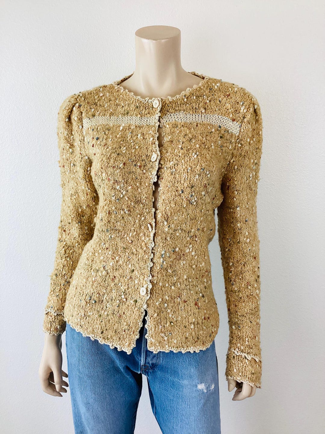 Vintage 1980s NUBBY HAND WOVEN & Crochet Cardigan Sweater - Etsy