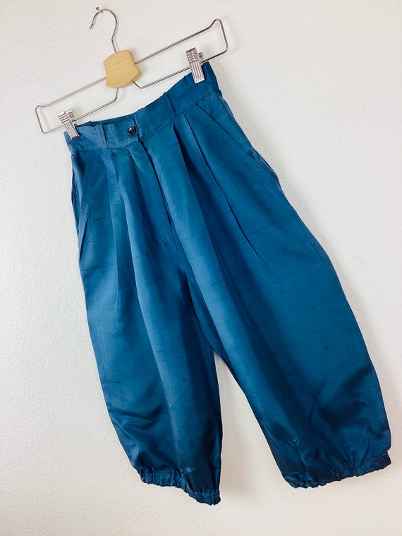 Vintage 1980s BLUE Nubby SILK BALLOON Knickers Harem … - Gem