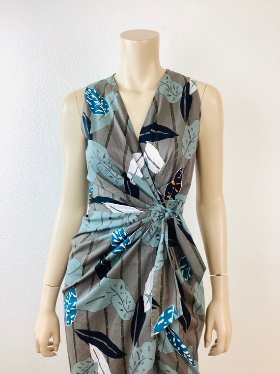 Vintage 1980s TROPICAL FLORAL Print SARONG Cotton Wra… - Gem