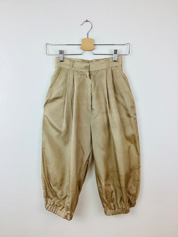 Vintage 1980s BEIGE SILK BALLOON Knickers Harem Knee … - Gem