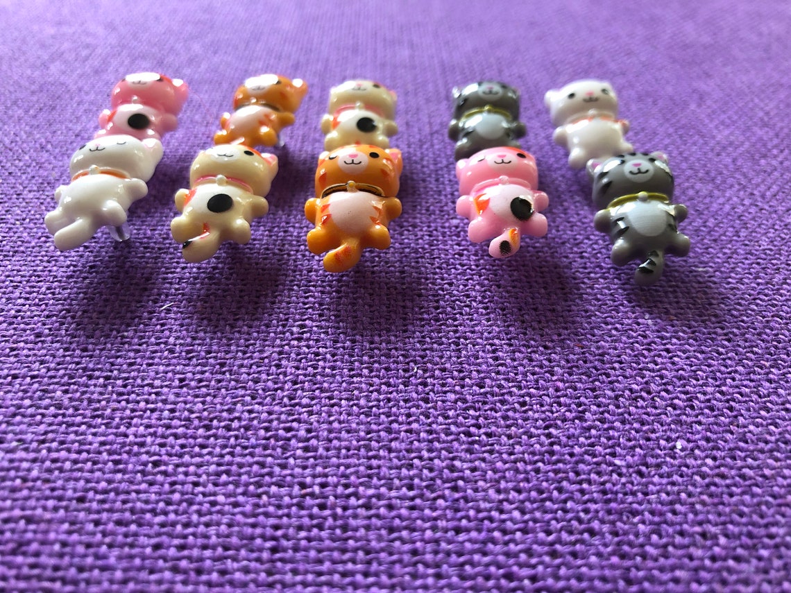 3 Cat Pins Kawaii Cat Pushpins Plastic Cat Shaped Tacks - Etsy
