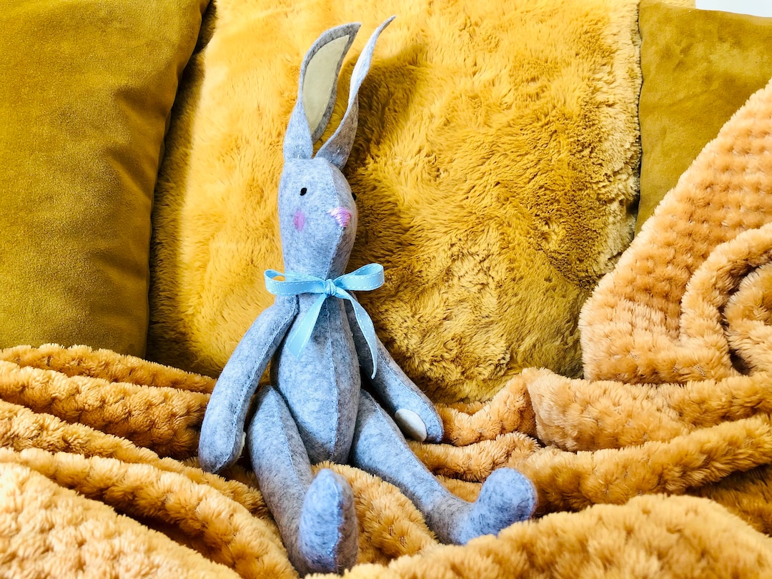 Soft Grey Cuddly Toy Bunny Rabbit | Handmade 100% Wool Felt ...