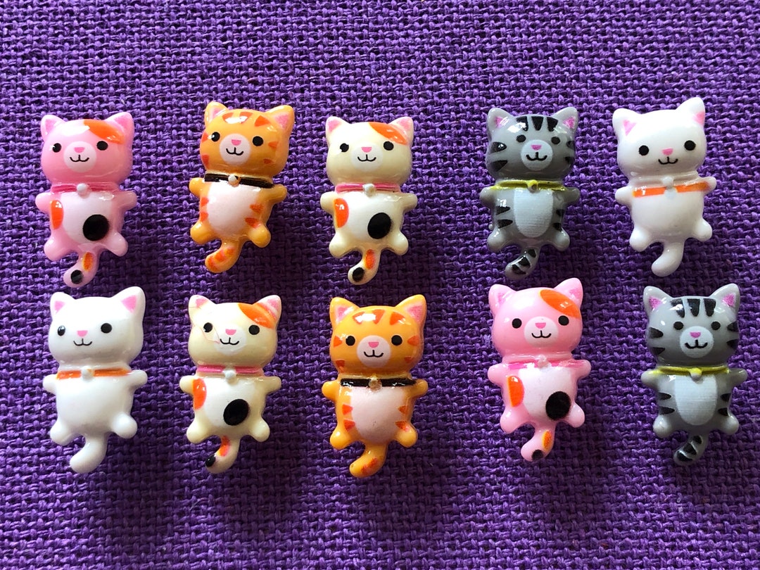 3 Cat Pins | Kawaii Cat Pushpins | Plastic Cat Shaped Tacks | Cork ...