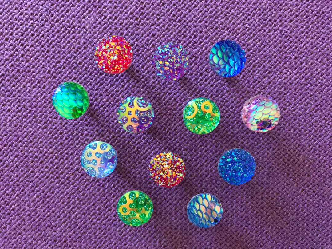 12 Push Pins | Sparkly Circle Mermaid Pushpins | Glitter Tacks | Cork ...