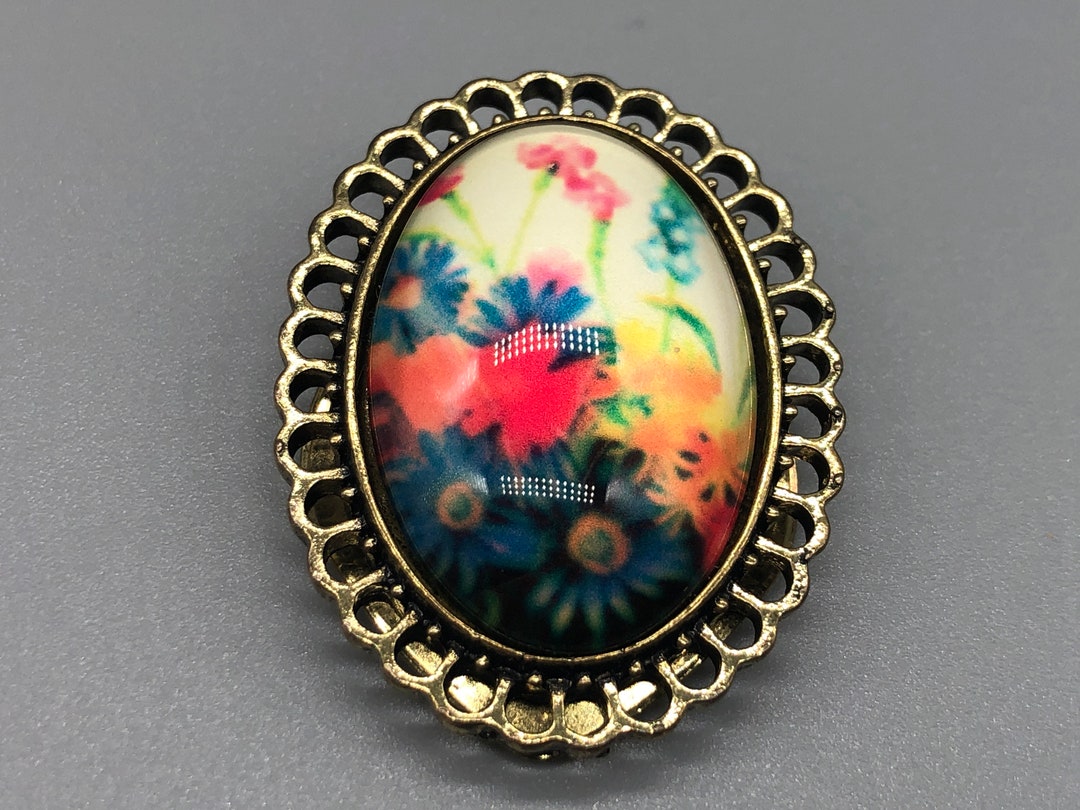 Vintage Gold Tone Flower Scarf Clip | Vintage Gold Tone Oval Flower ...